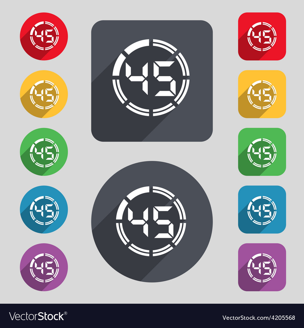 45 second stopwatch icon sign a set 12 colored Vector Image