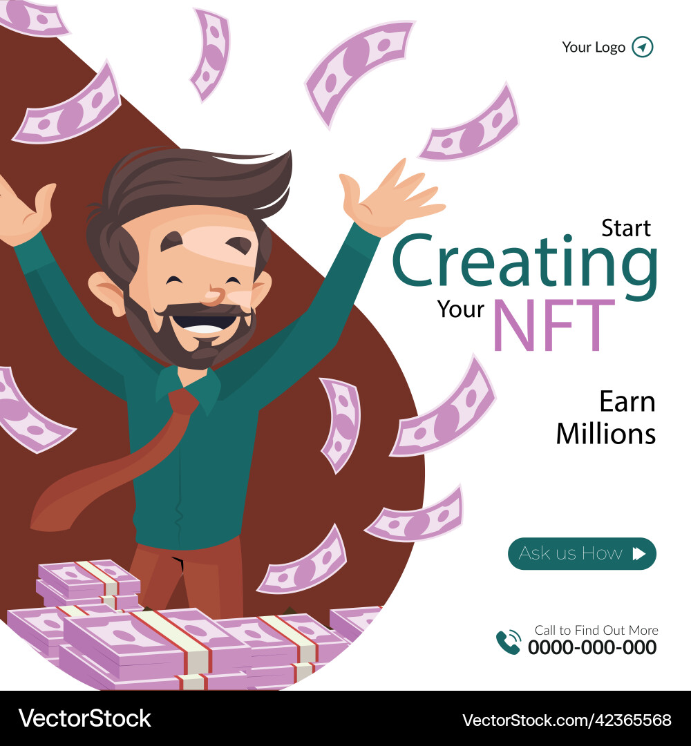 Banner design of start creating your nft Vector Image