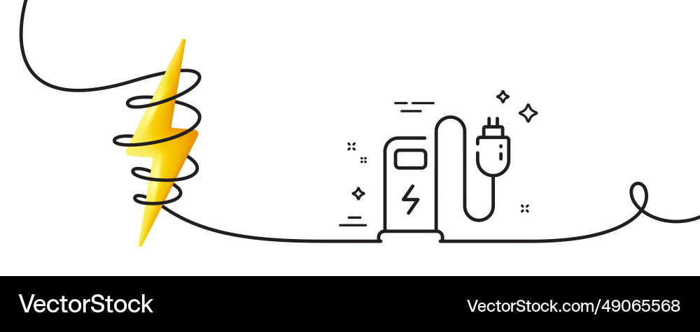 Charging station line icon car charge plug sign Vector Image