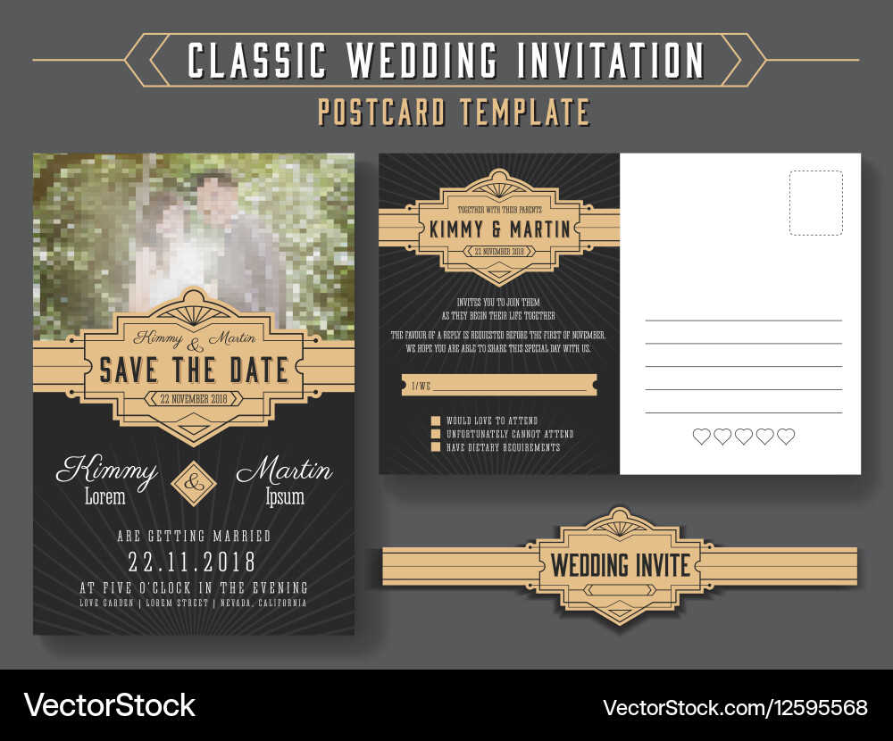 Classic vintage wedding invitation card design Vector Image