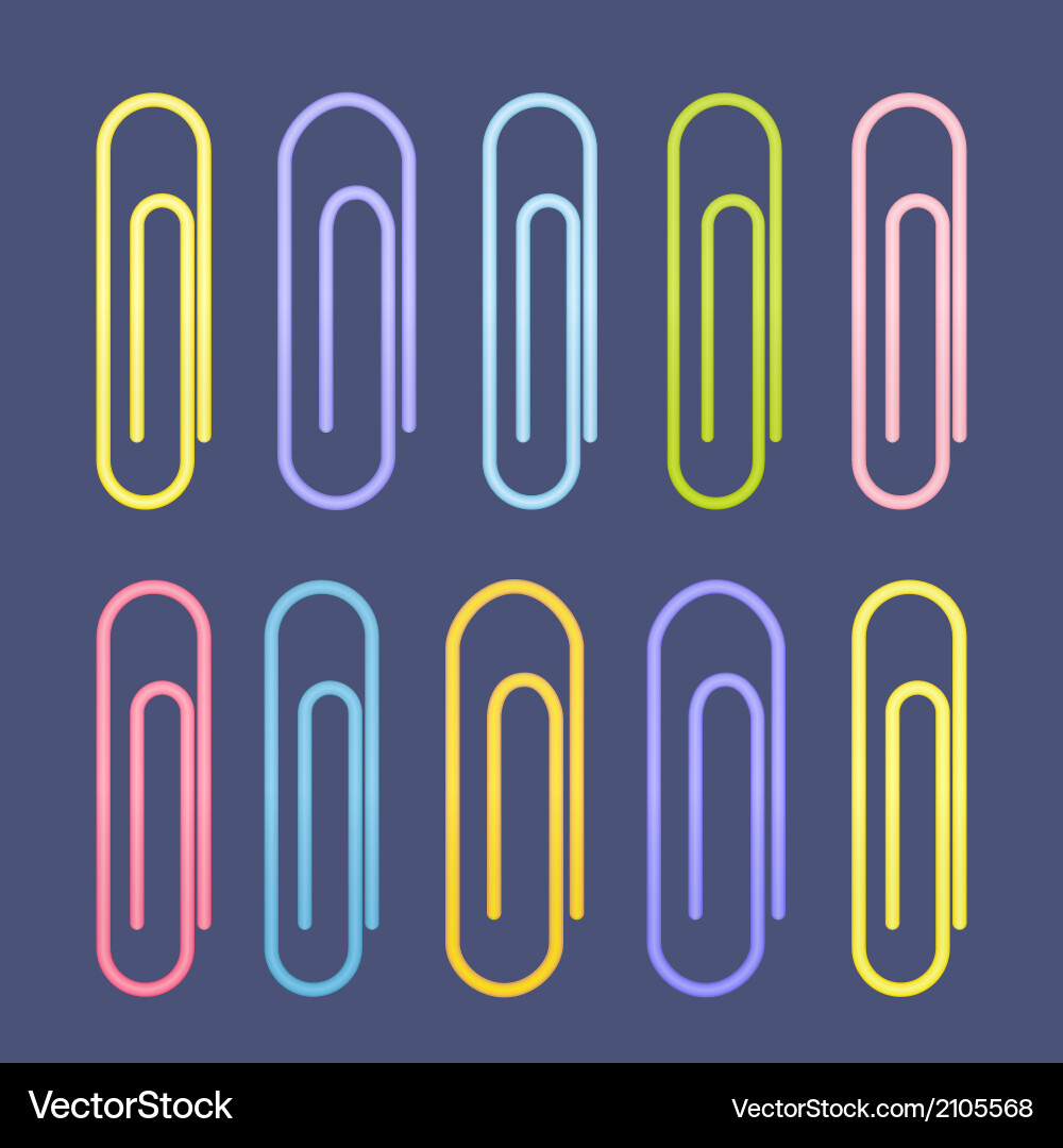 Colorful paperclip icons Royalty Free Vector Image