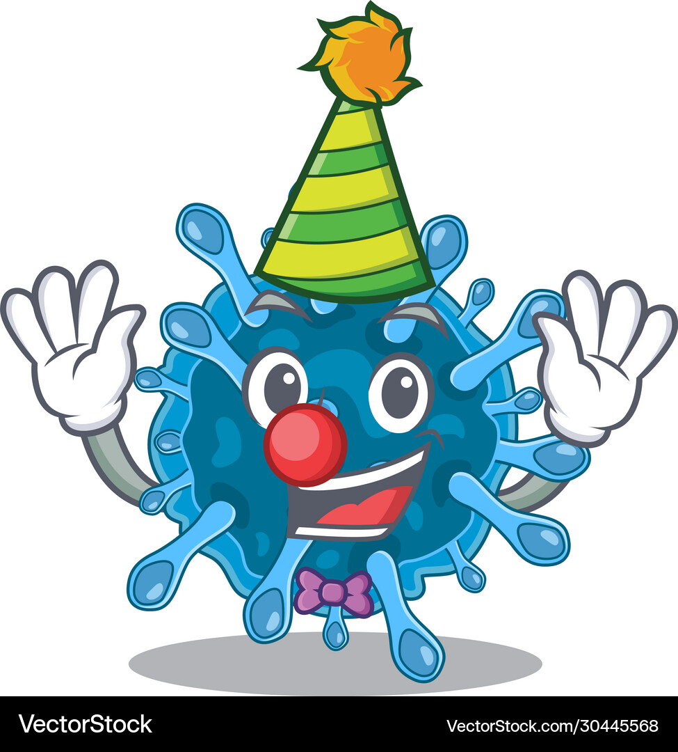 Cute and funny clown microscopic corona virus Vector Image