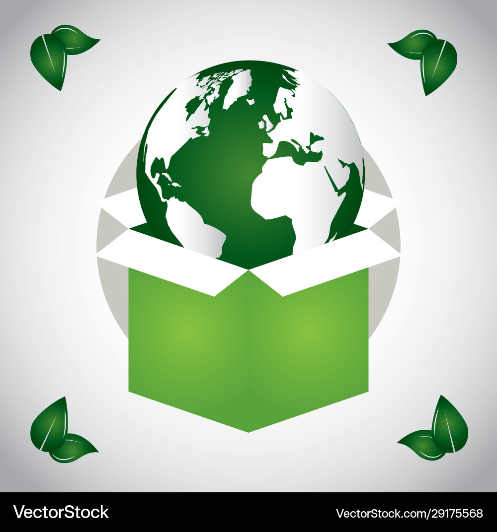 Eco friendly poster with earth planet in box Vector Image