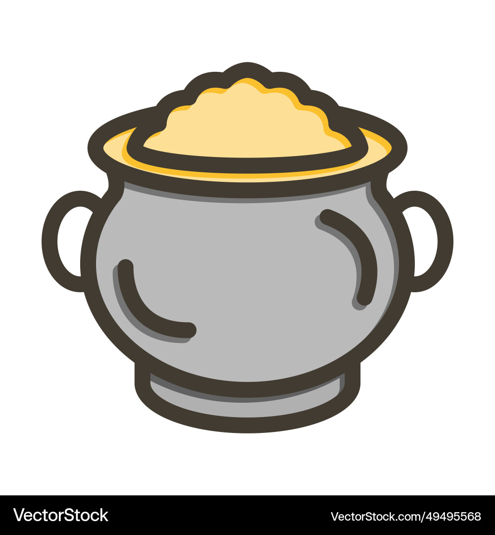 Gold pot thick line filled colors icon Royalty Free Vector