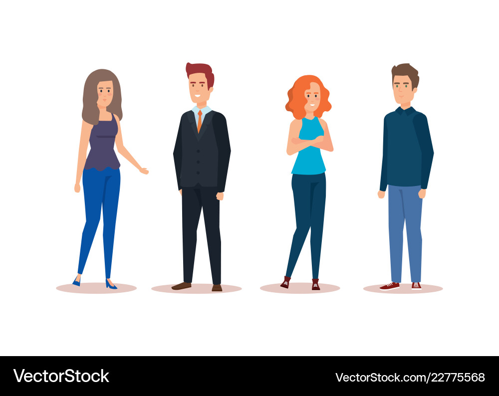 Group of young people characters Royalty Free Vector Image