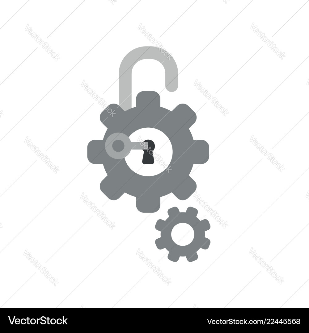 Icon concept gears with padlock keyhole and Vector Image