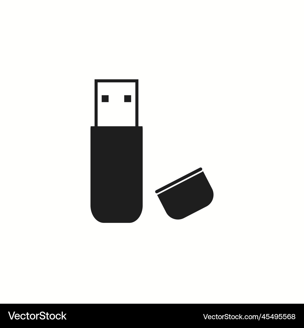 Icon of usb flash drive with open cover Royalty Free Vector