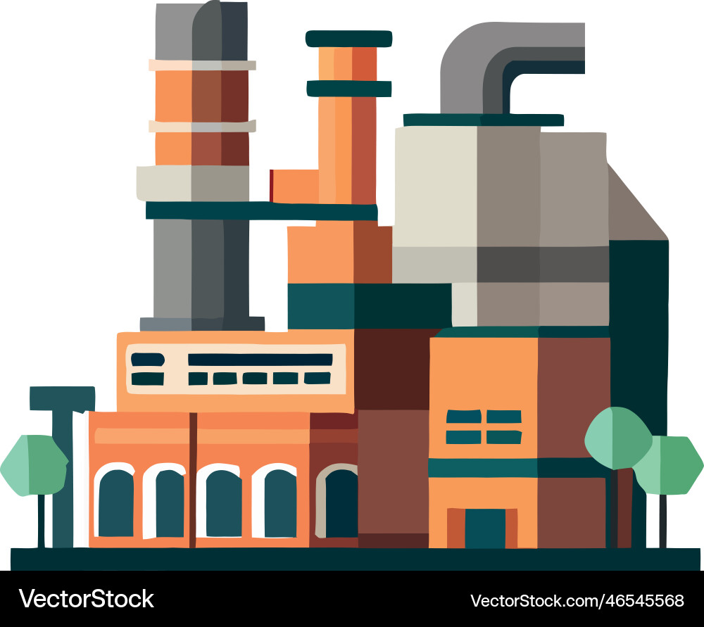 Industrial factory emits pollution Royalty Free Vector Image