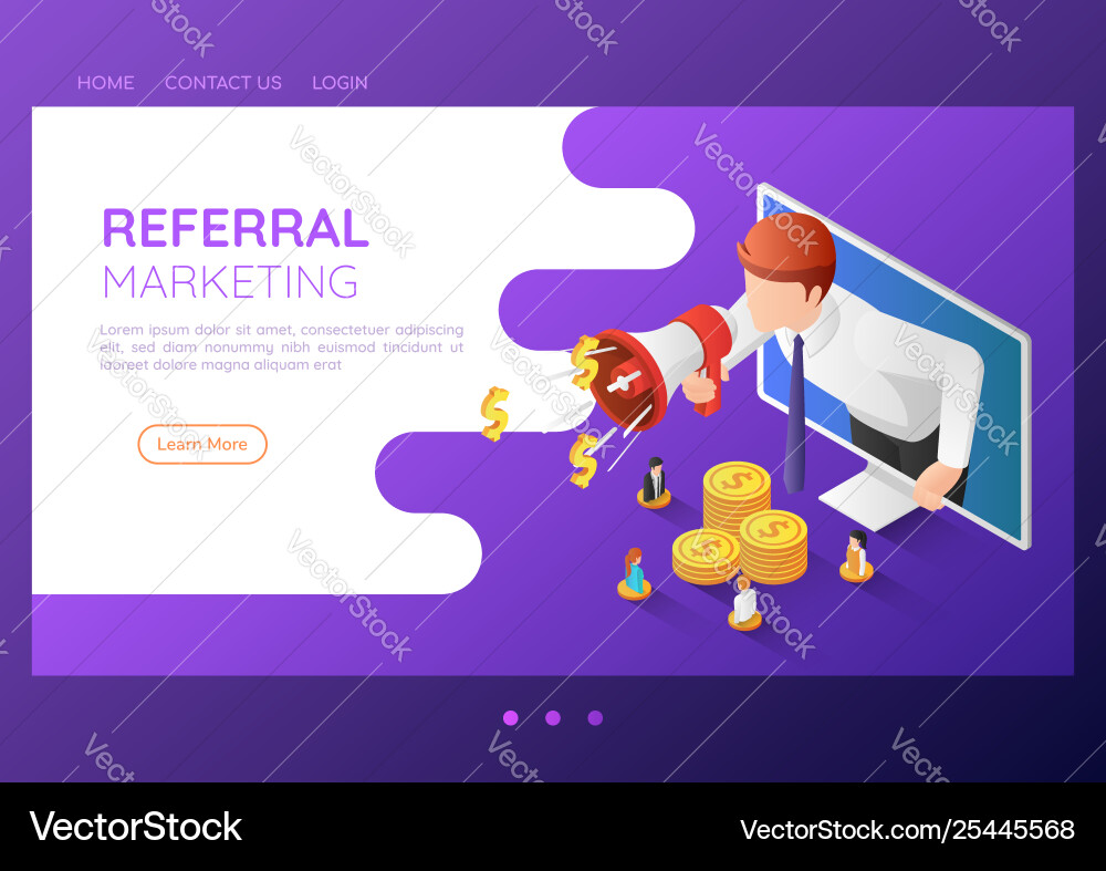 Isometric web banner businessman come out from Vector Image