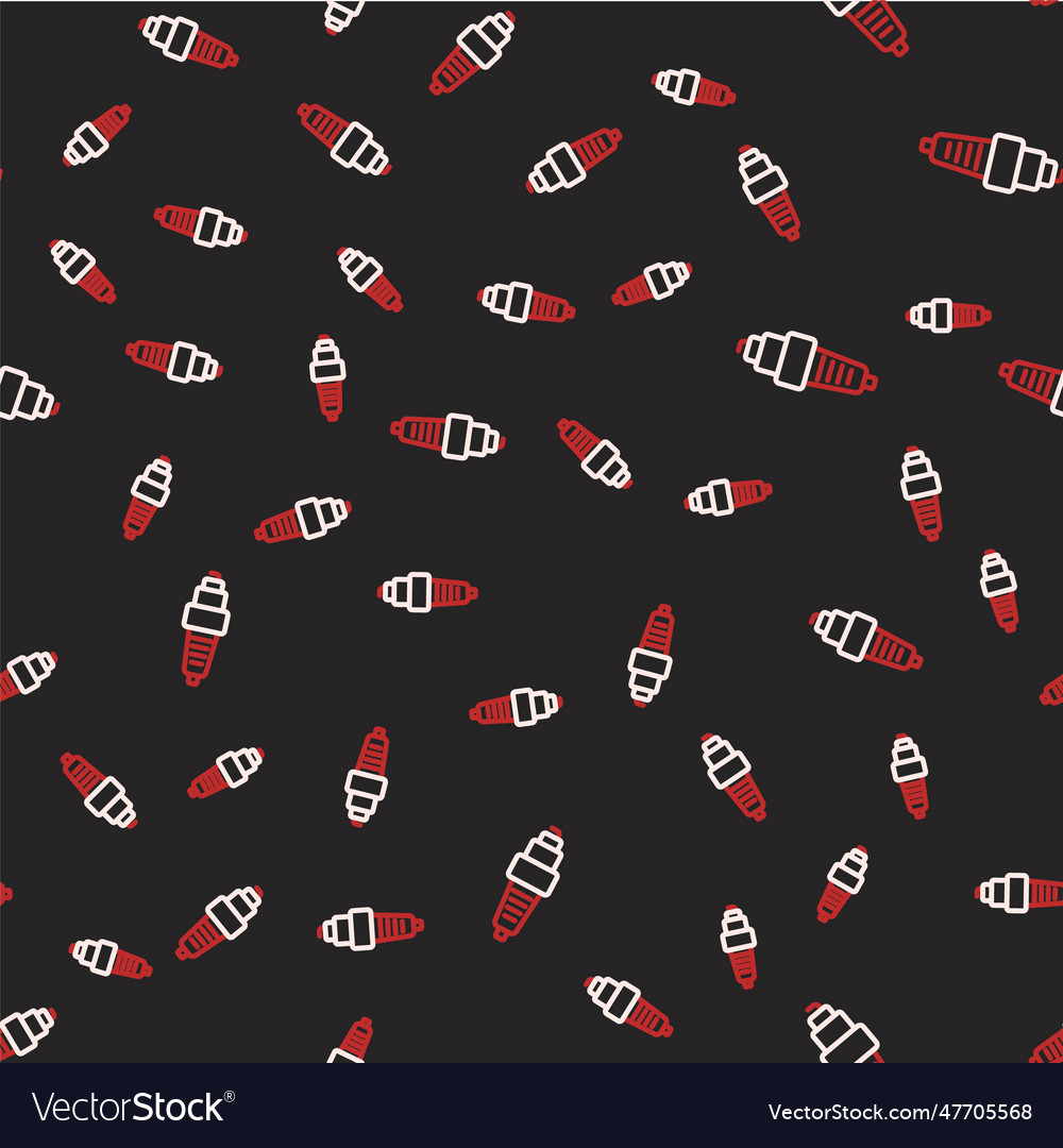 Line Car Spark Plug Icon Isolated Seamless Pattern