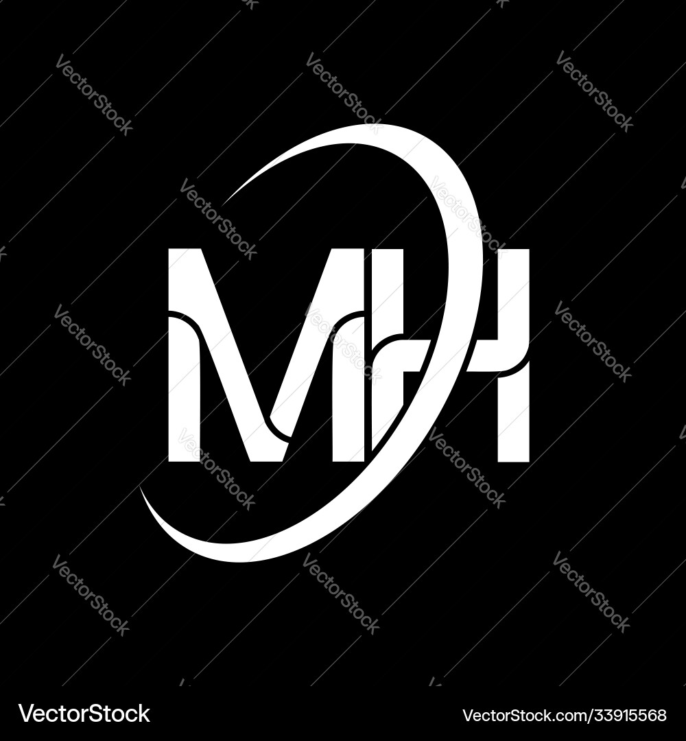 Mh logo m h design white letter mhm Royalty Free Vector