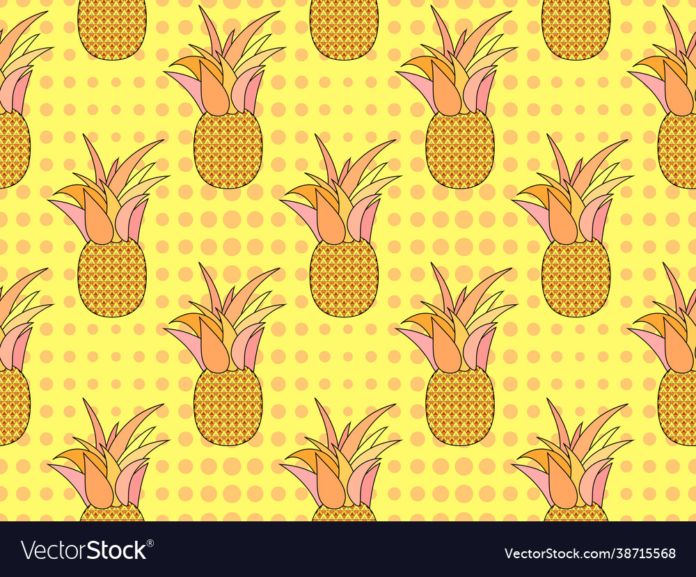 Pineapple seamless pattern summer fruit Royalty Free Vector