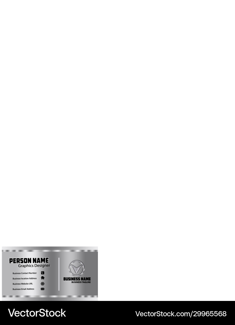 Silver color shining business card template Vector Image