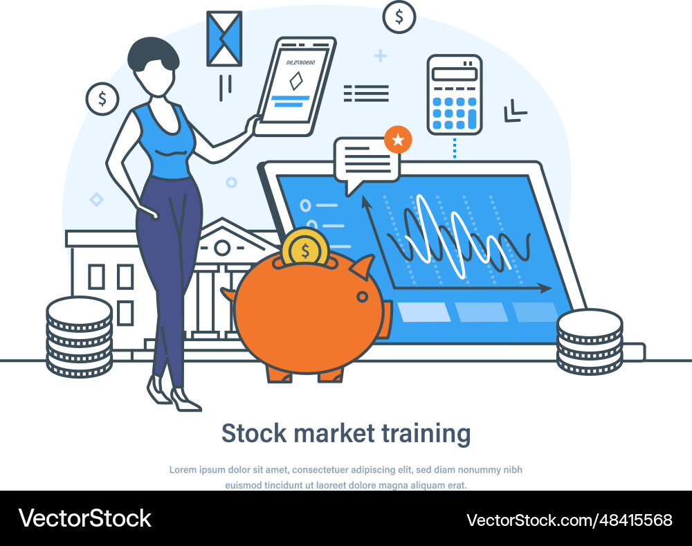 Stock market training trading course online Vector Image