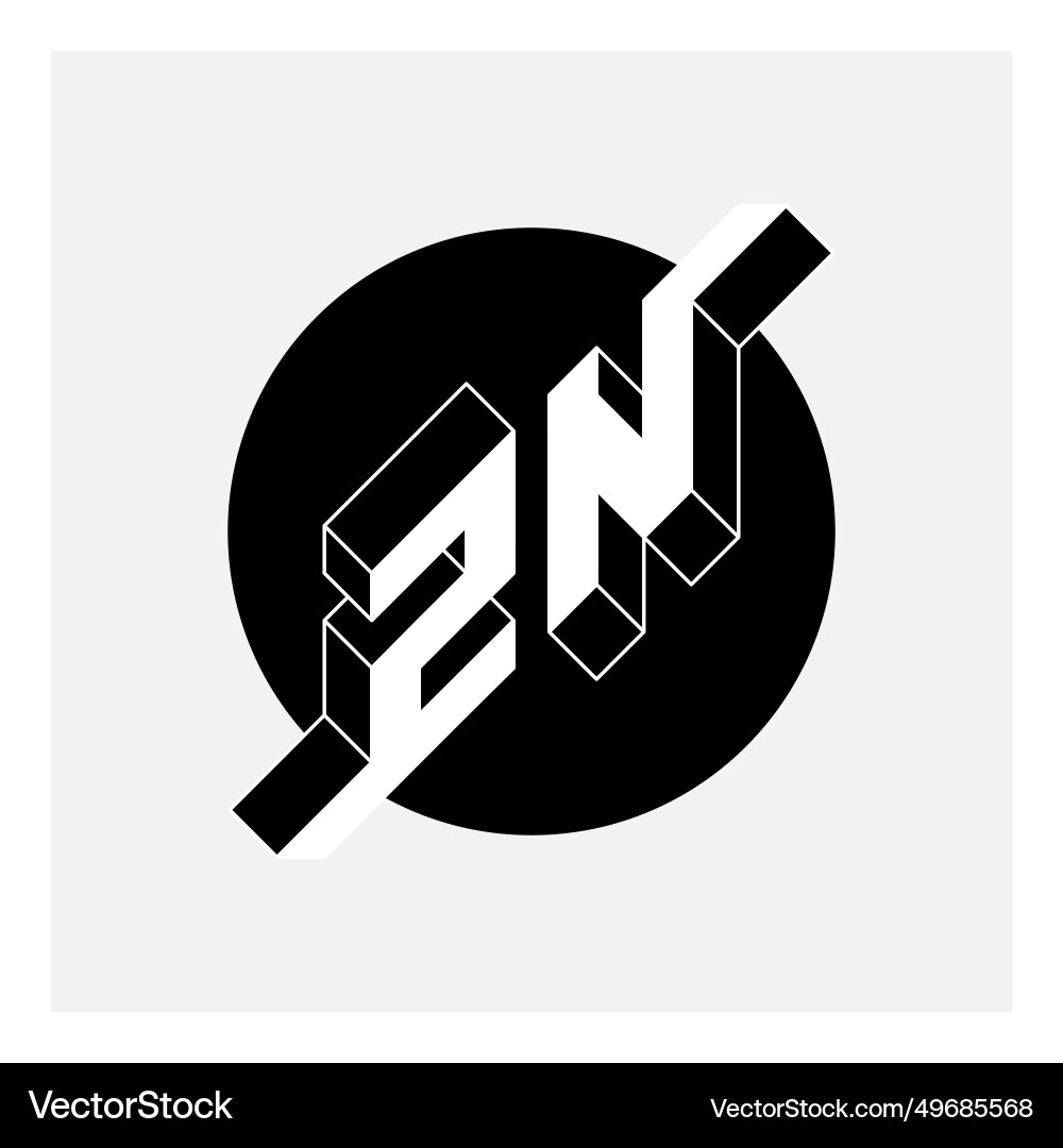 Three-dimension letters z and n isometric 3d font Vector Image