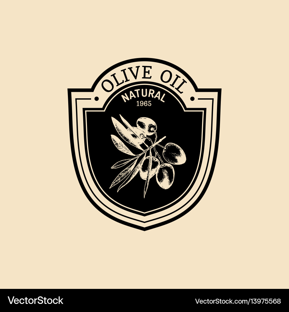 Vintage olive logo retro emblem Royalty Free Vector Image