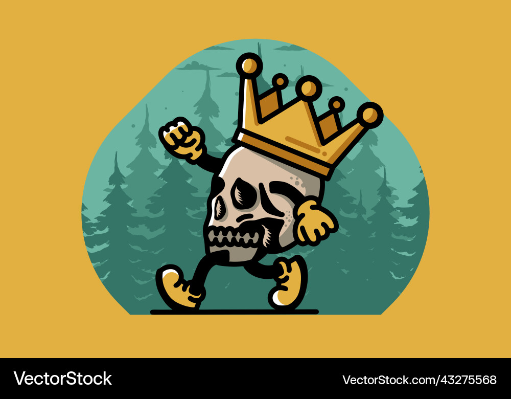 Walking skull wearing a big crown Royalty Free Vector Image