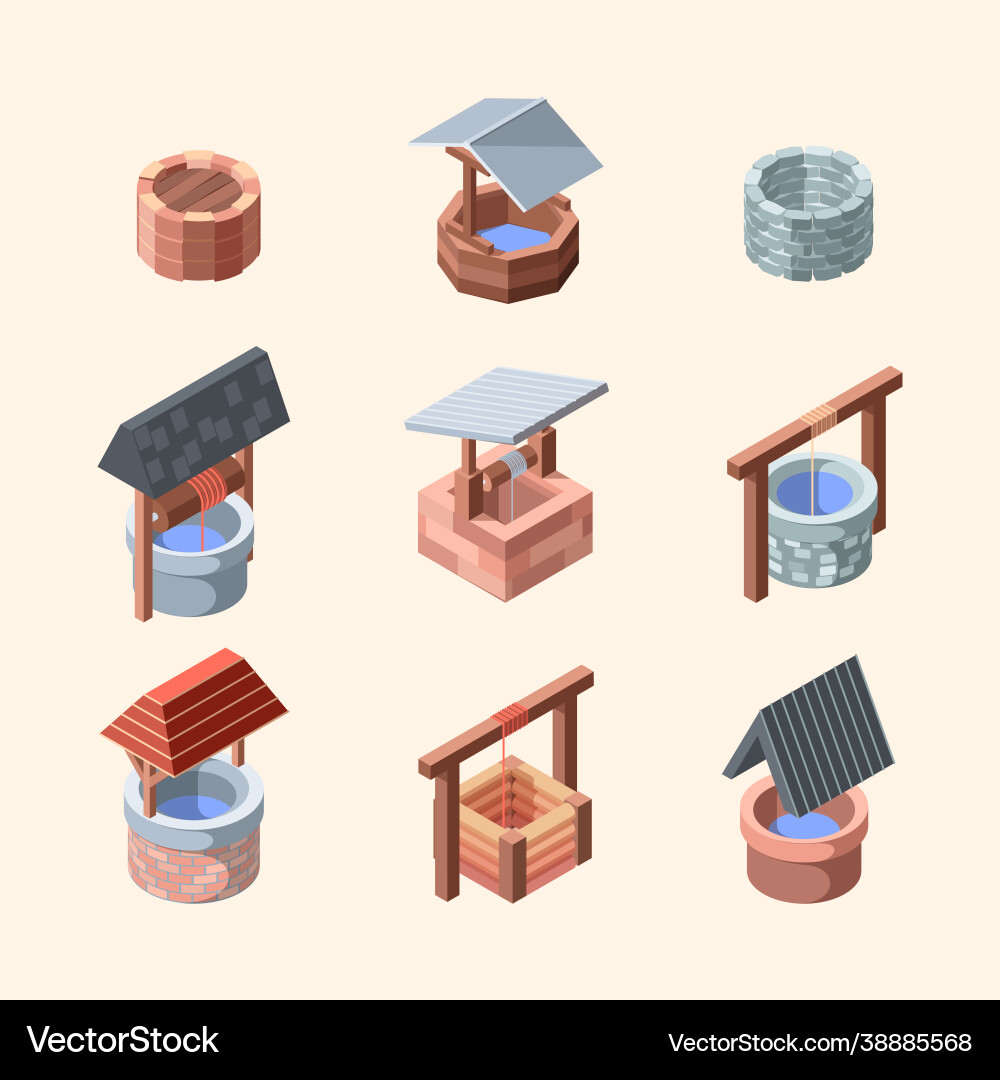 Water well outdoor decoration from bricks Vector Image