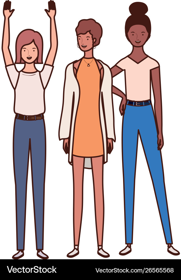 Young women standing on white background Vector Image