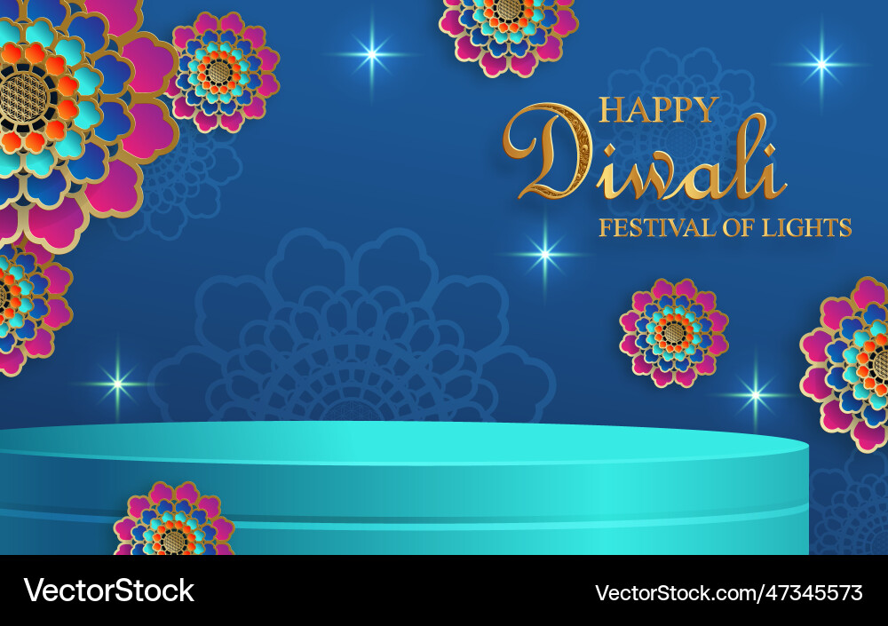 3d podium round stage style for diwali deepavali Vector Image