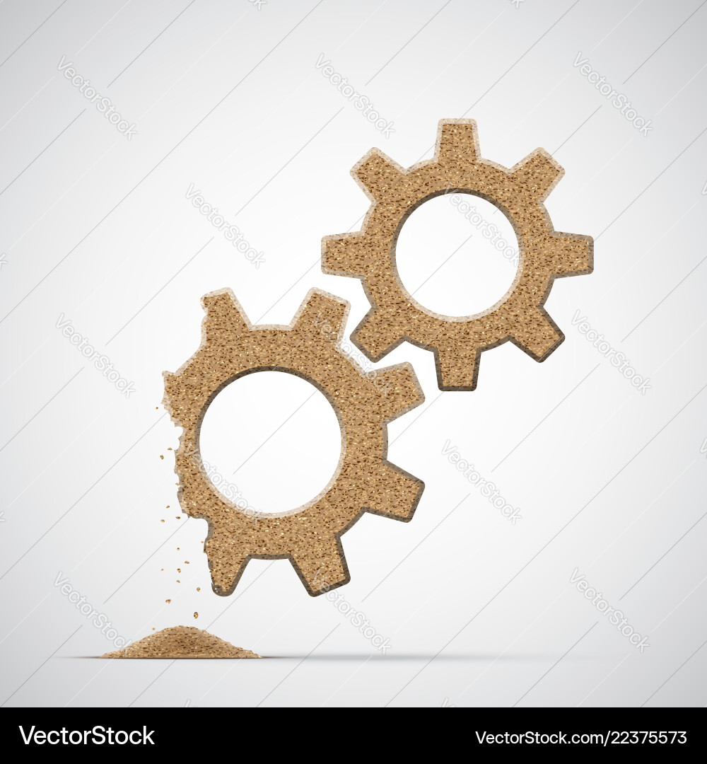 Broken gears made of sand Royalty Free Vector Image