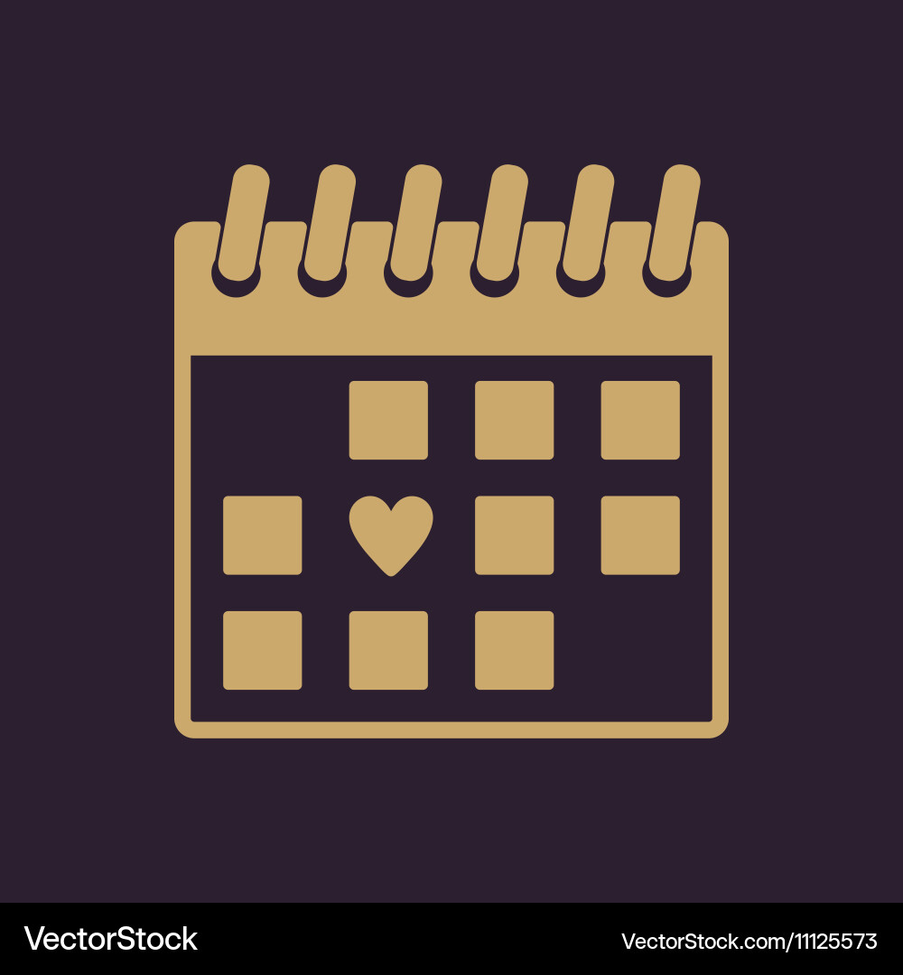 Calendar icon valentines day symbol Royalty Free Vector