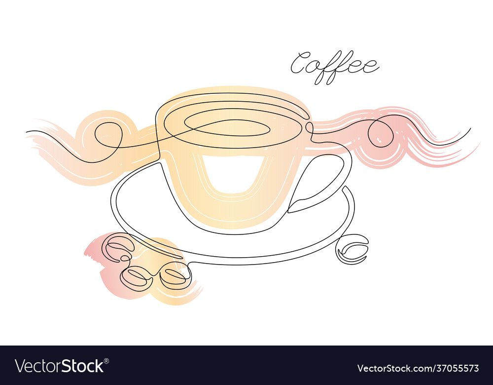 Continuous one line drawing cup coffee Royalty Free Vector Continuous one line drawing cup coffee Royalty Free Vector
