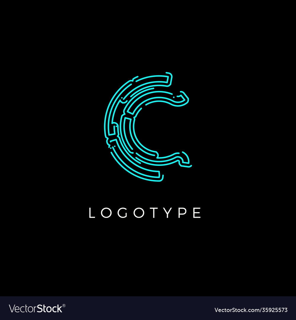 Cyber letter c for digital technology logo concept