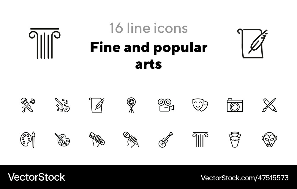 Fine and popular arts icons Royalty Free Vector Image