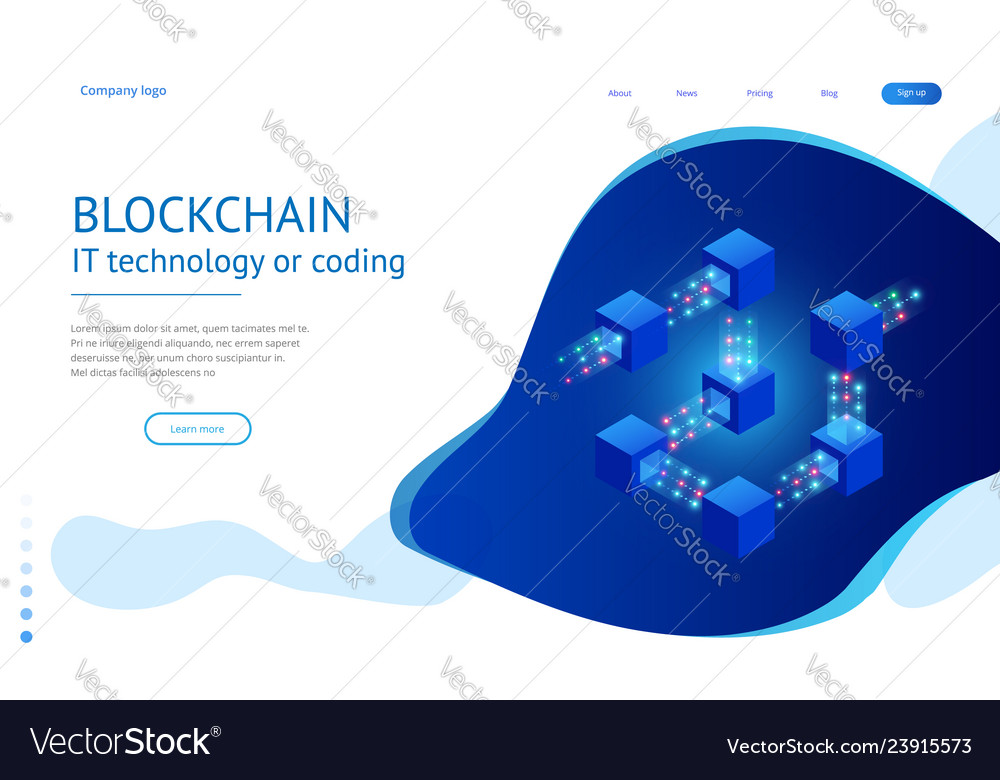 Isometric concept of quantum computers blockchain Vector Image