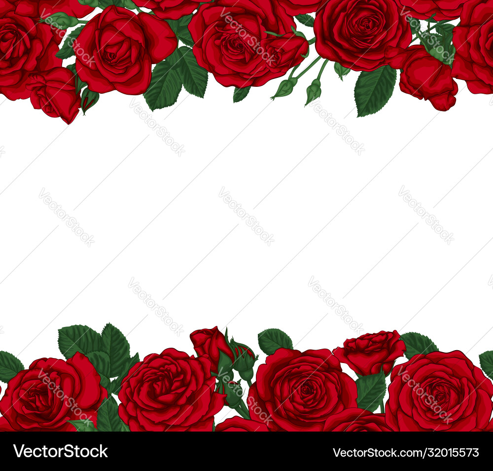 Luxury wedding invitation card with red roses Vector Image