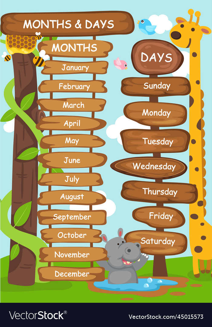 Months and day Royalty Free Vector Image - VectorStock