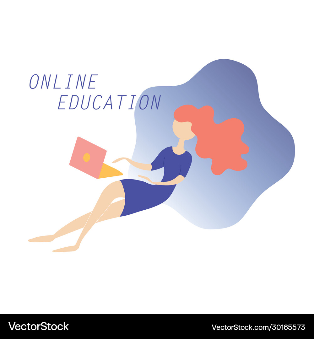 Online education girl student template design Vector Image