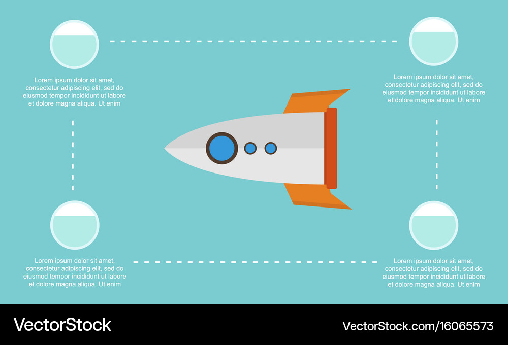 Rocket start up business infographic collection Vector Image