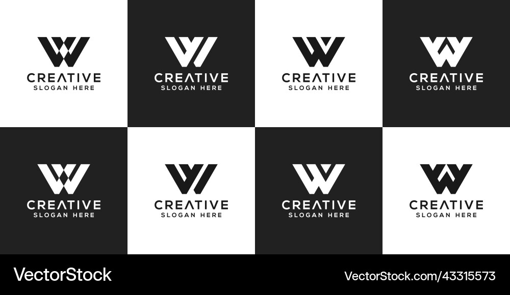 Set of initials letter w abstract logo design Vector Image