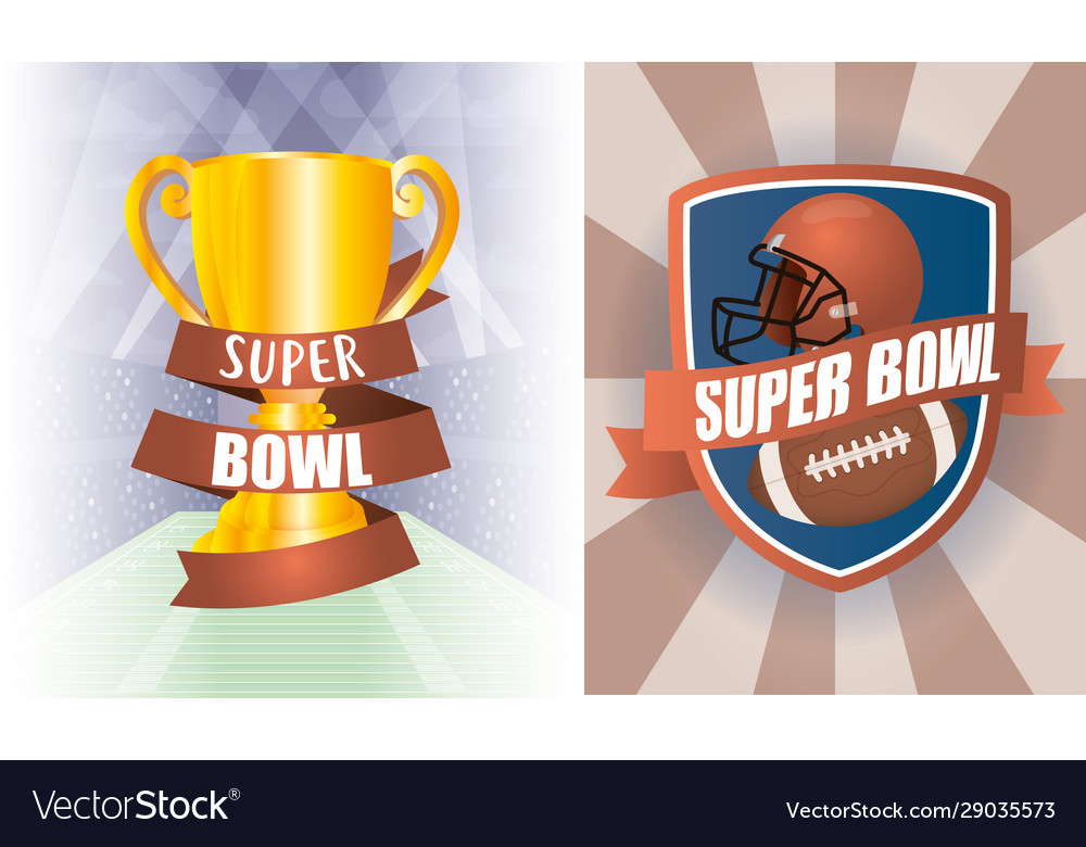 Superbowl sport poster with shield and trophy Vector Image