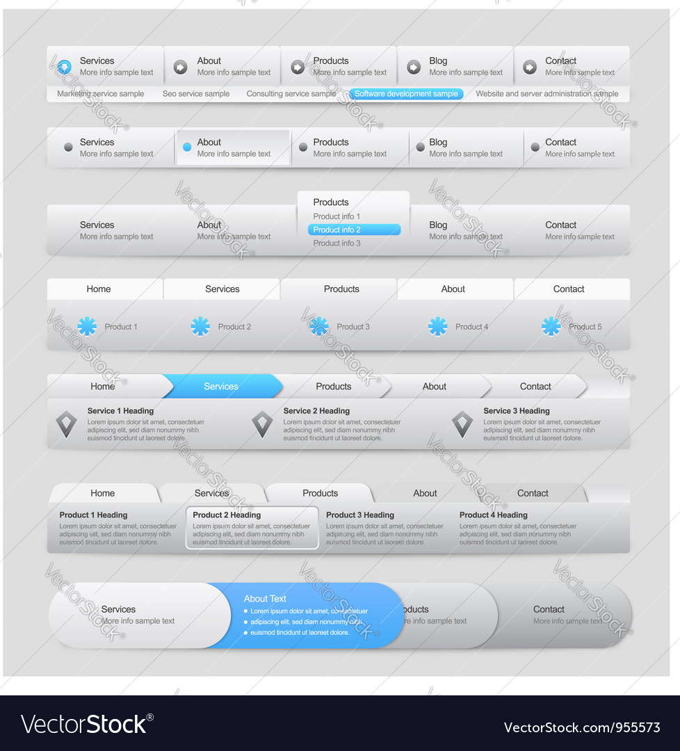 Web site menu navigation Royalty Free Vector Image