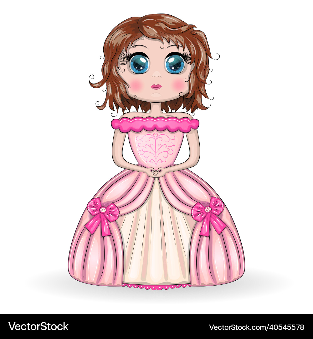 Beautiful princess standing in long Royalty Free Vector