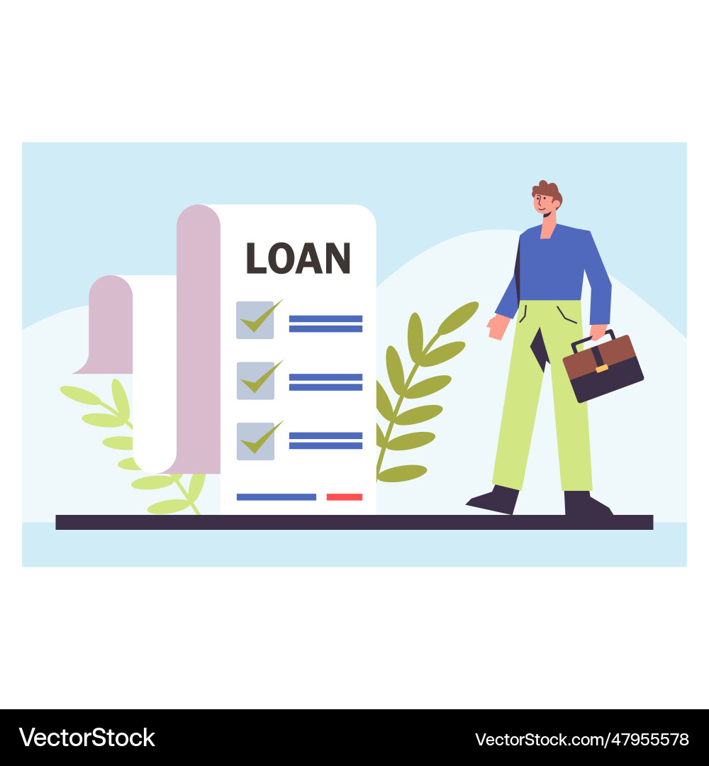 Business worker with briefcase looking at loan Vector Image