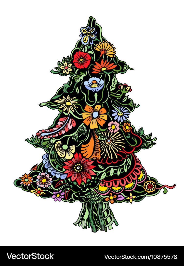 Christmas tree of flowers Royalty Free Vector Image