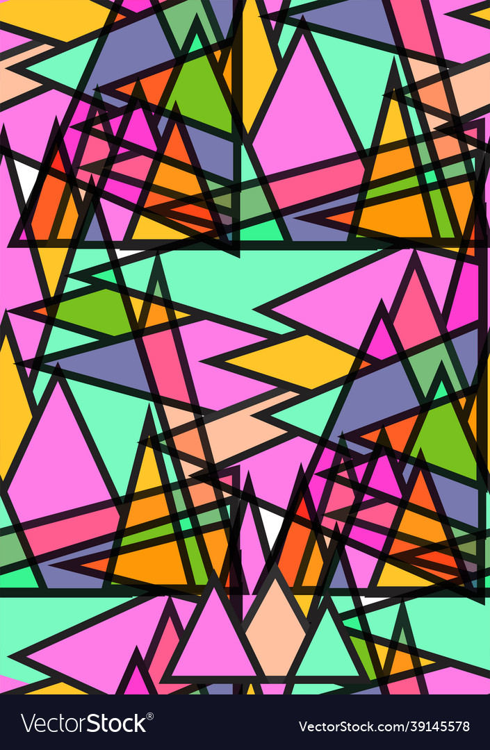 Colored geometric pattern with trianglespinkmint Vector Image