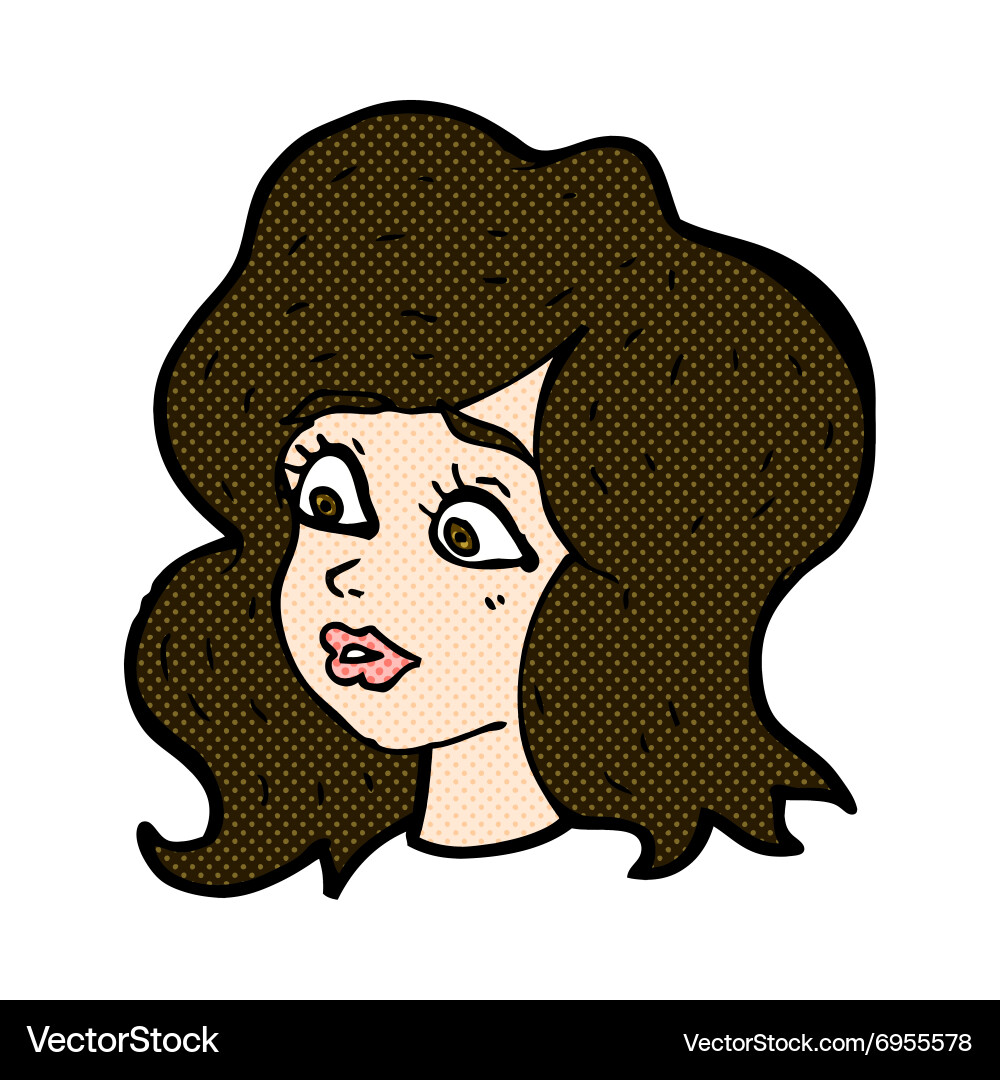 Comic cartoon woman looking concerned Royalty Free Vector
