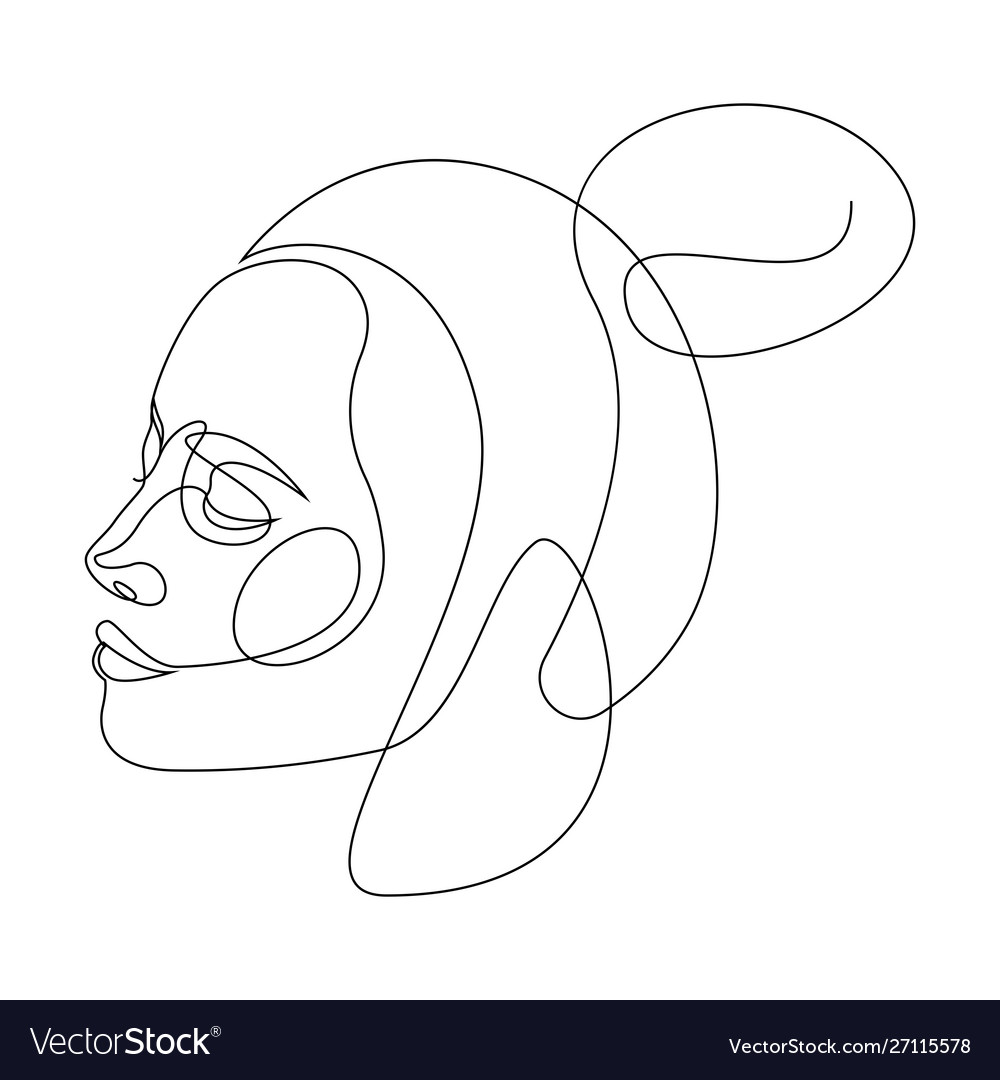 Continuous line drawing portrait a beautiful Vector Image