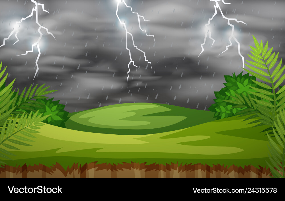 Dramatic Thunderstorm Landscape Royalty Free Vector Image