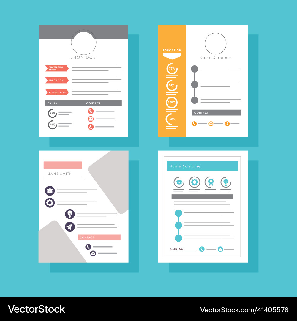Four curriculum vitae templates Royalty Free Vector Image