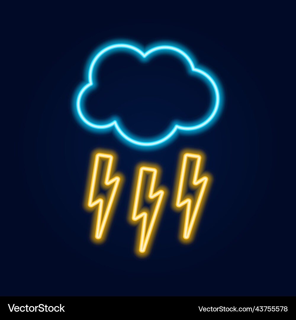 Glowing neon thunderstorm weather icon storm Vector Image