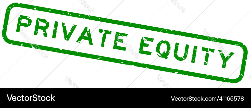 Grunge green private equity word square rubber Vector Image