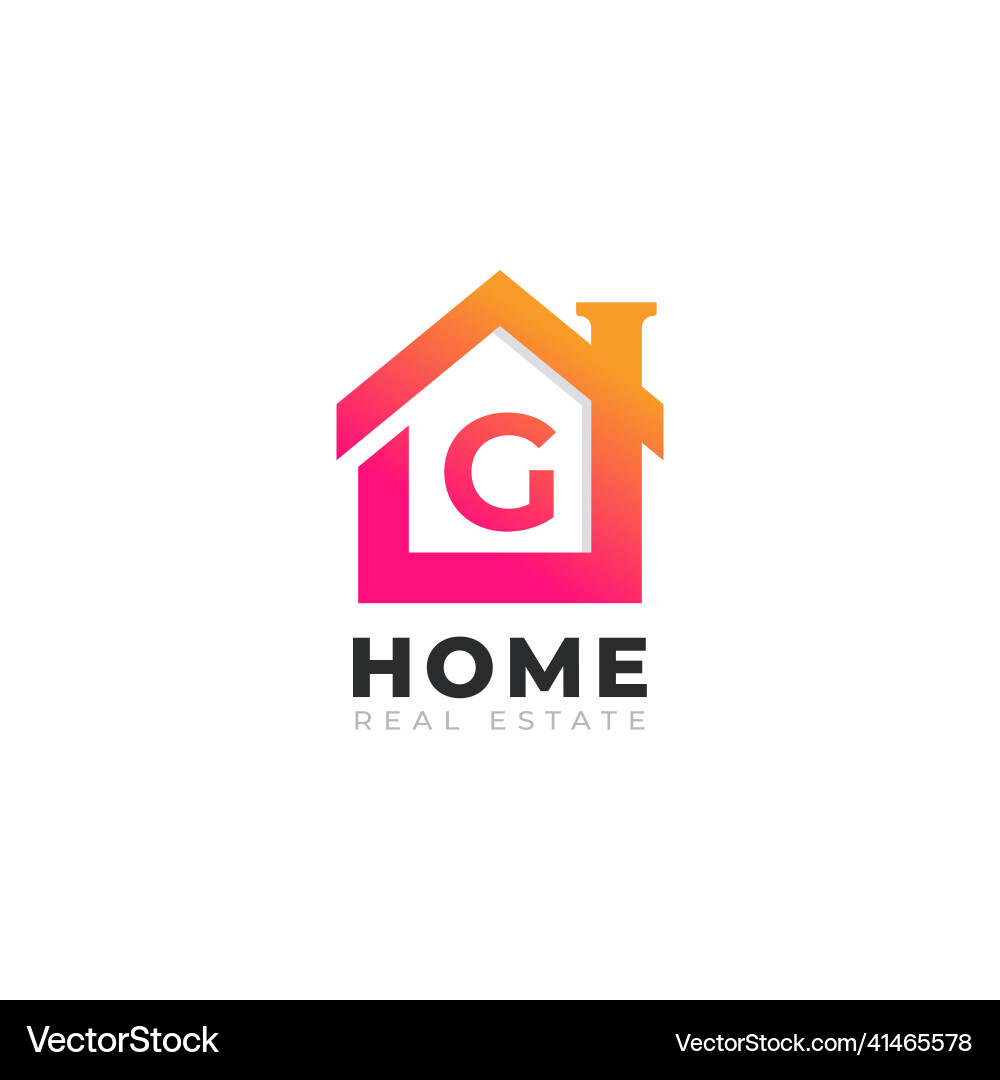 Initial letter g home house logo design real Vector Image