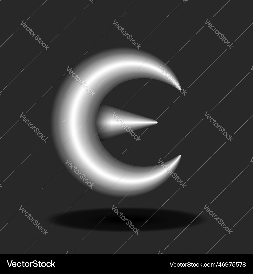 Letter e logo 3d crescent shape gray gradient Vector Image