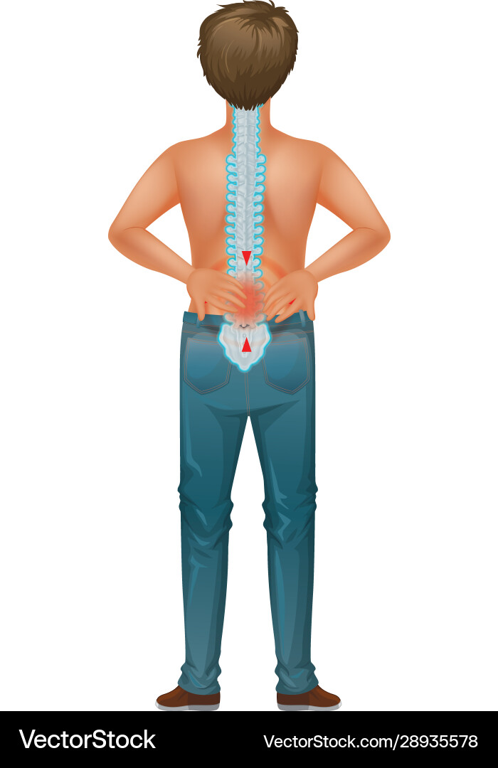Man showing back pain spot Royalty Free Vector Image